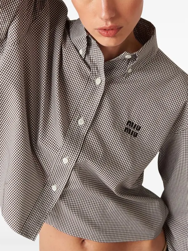 Miu Miu Gingham Cropped Shirt