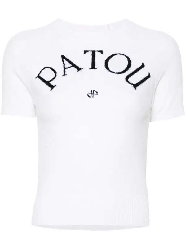 Patou Logo Jacquard Knit Top - White
