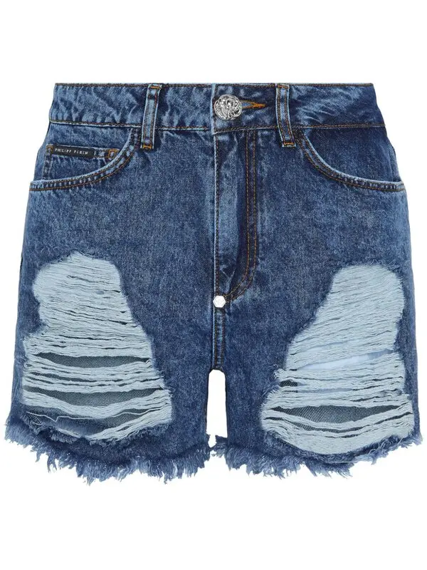 Philipp Plein Mid-rise Denim Shorts