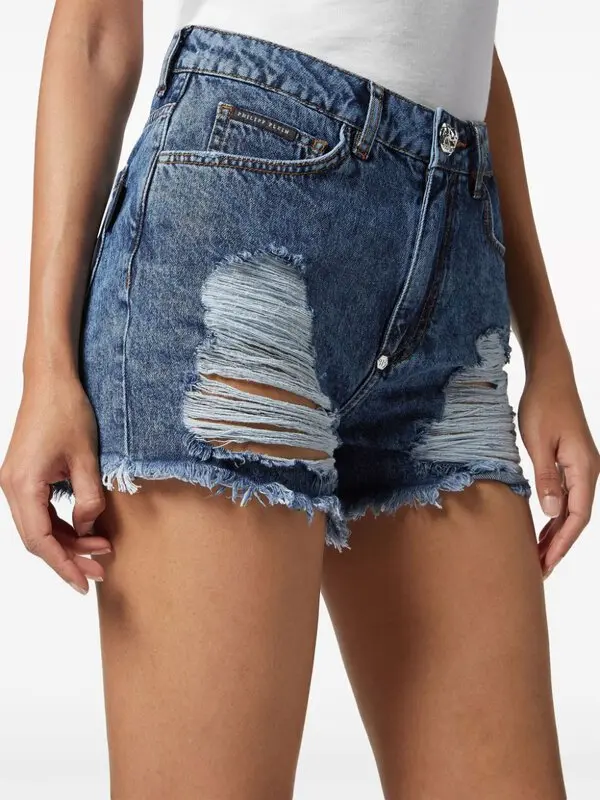 Philipp Plein Mid-rise Denim Shorts