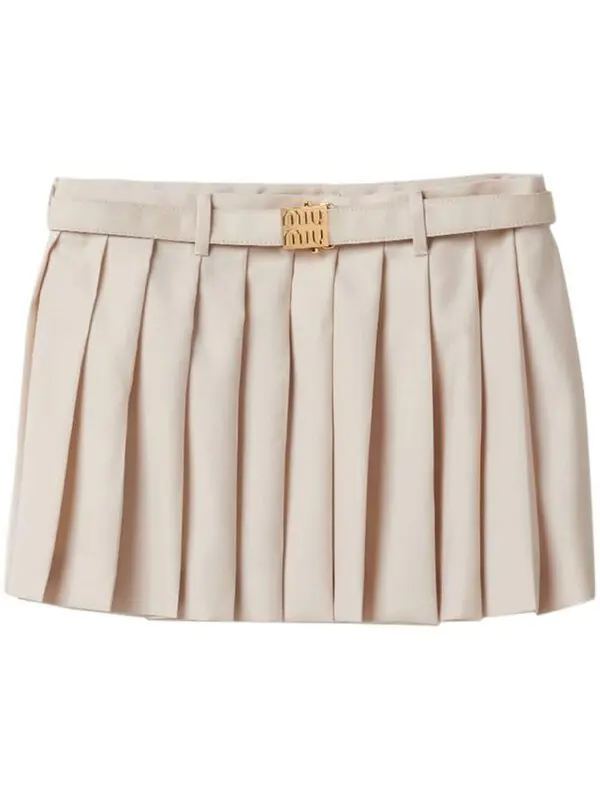 Miu Miu Pleated Virgin Wool Miniskirt