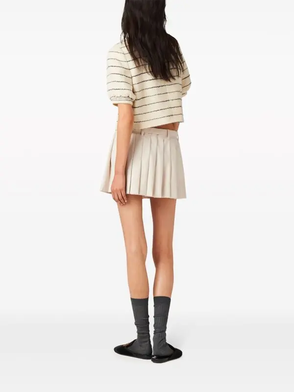 Miu Miu Pleated Virgin Wool Miniskirt