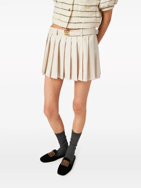 Miu Miu Pleated Virgin Wool Miniskirt