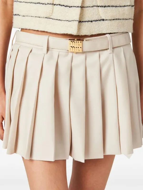 Miu Miu Pleated Virgin Wool Miniskirt
