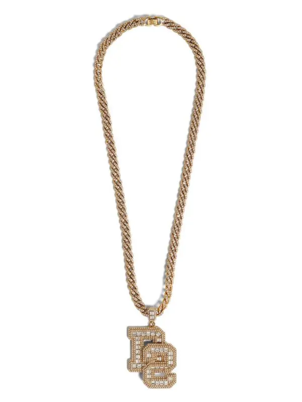 Dsquared2 Logo-pendant Crystal-embellished Necklace - Gold