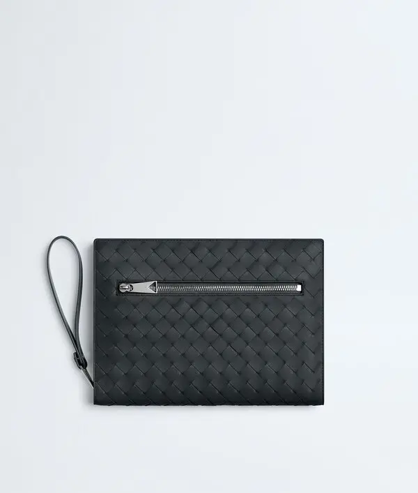 Bottega Veneta Small Intrecciato Document Case With Wristlet - Ardoise