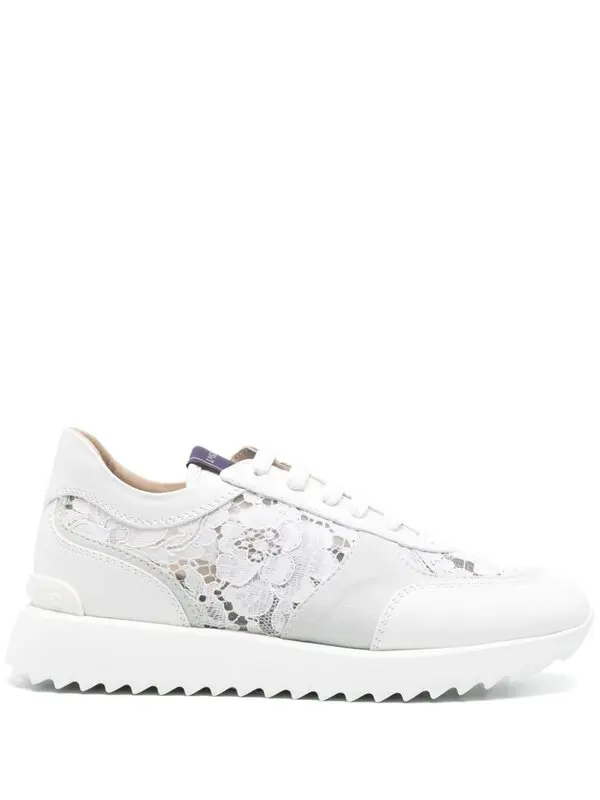 LE SILLA Chantilly-lace Leather Sneakers - White