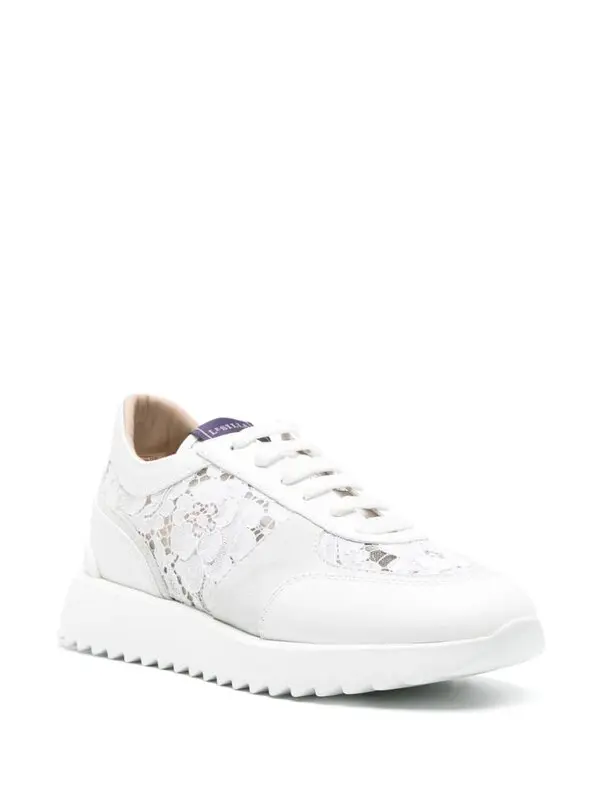 LE SILLA Chantilly-lace Leather Sneakers - White