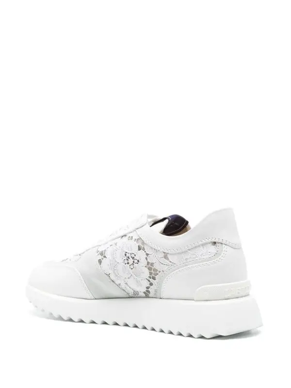 LE SILLA Chantilly-lace Leather Sneakers - White