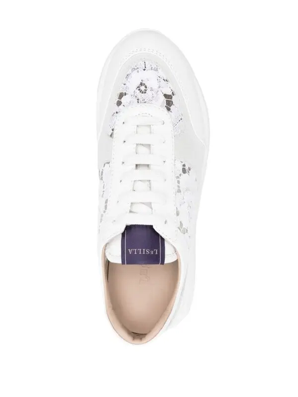 LE SILLA Chantilly-lace Leather Sneakers - White