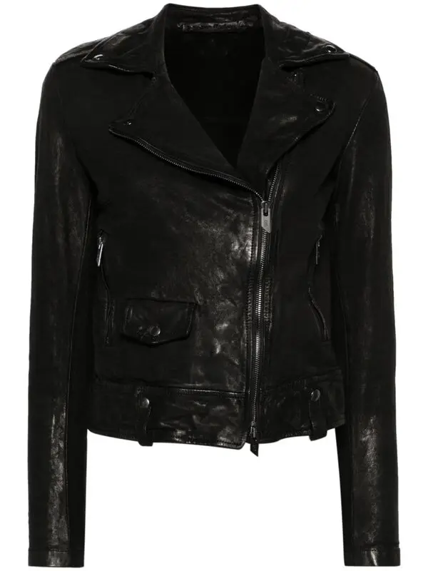 SALVATORE SANTORO Leather Biker Jacket - Black
