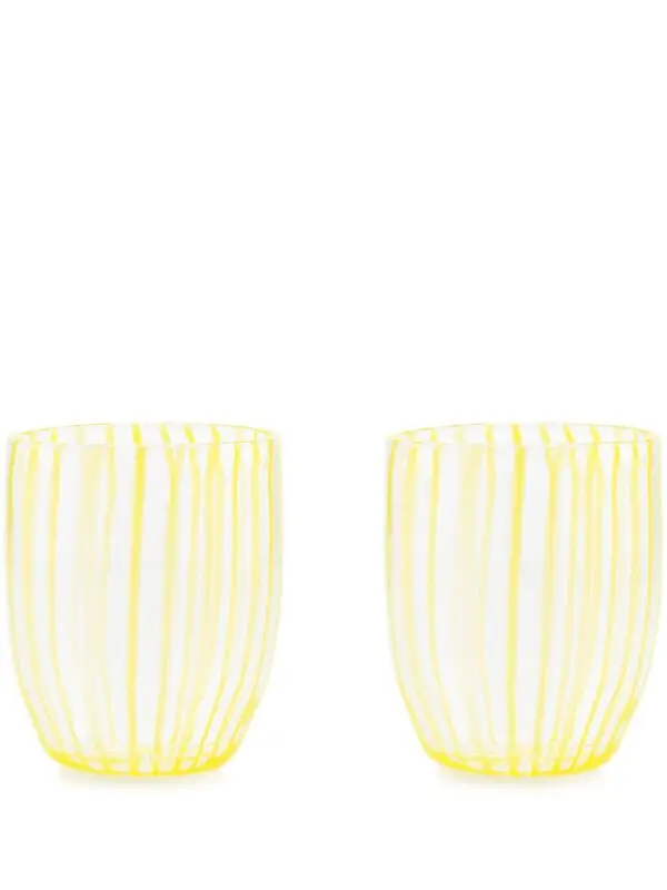 AQUAZZURA CASA Capri Stripe Murano Glass Tumblers - Yellow