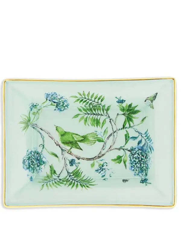 AQUAZZURA CASA Secret Garden Porcelain Tray - Green