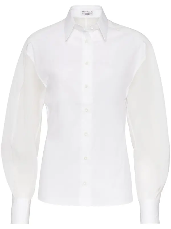 Brunello Cucinelli Organza-paneled Buttoned Shirt