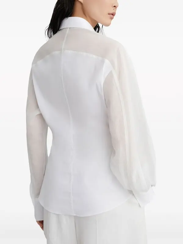 Brunello Cucinelli Organza-paneled Buttoned Shirt