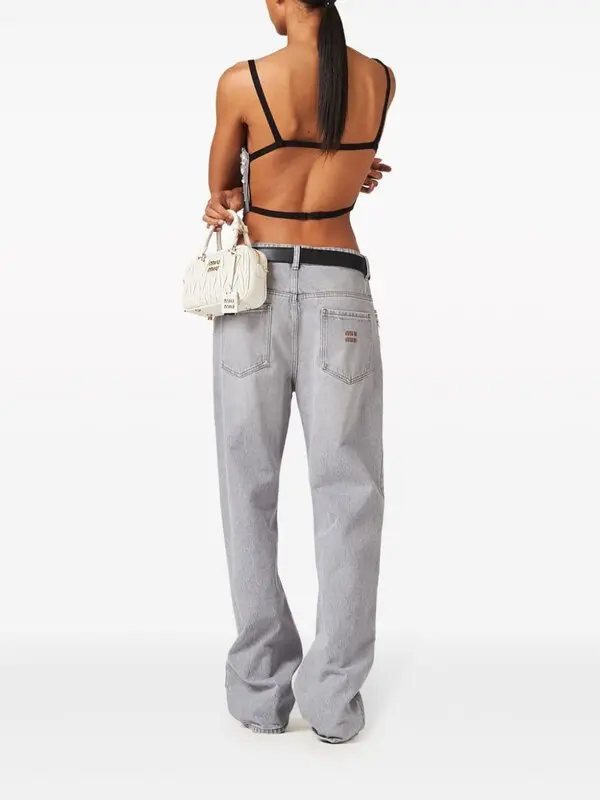Miu Miu Embellished Straight-leg Jeans - Grey