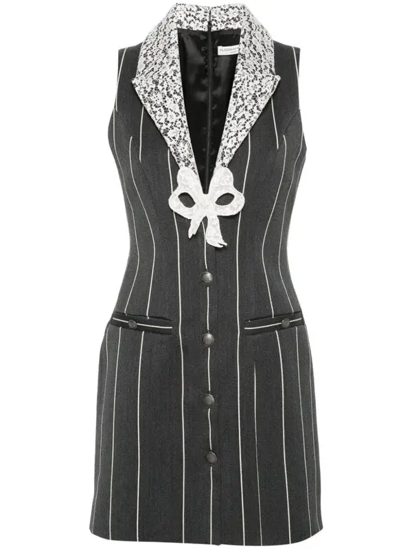 Alessandra Rich Sleeveless Pinstripe Mini Dress - Grey