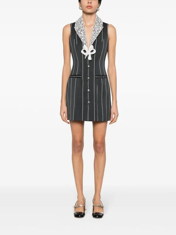 Alessandra Rich Sleeveless Pinstripe Mini Dress - Grey