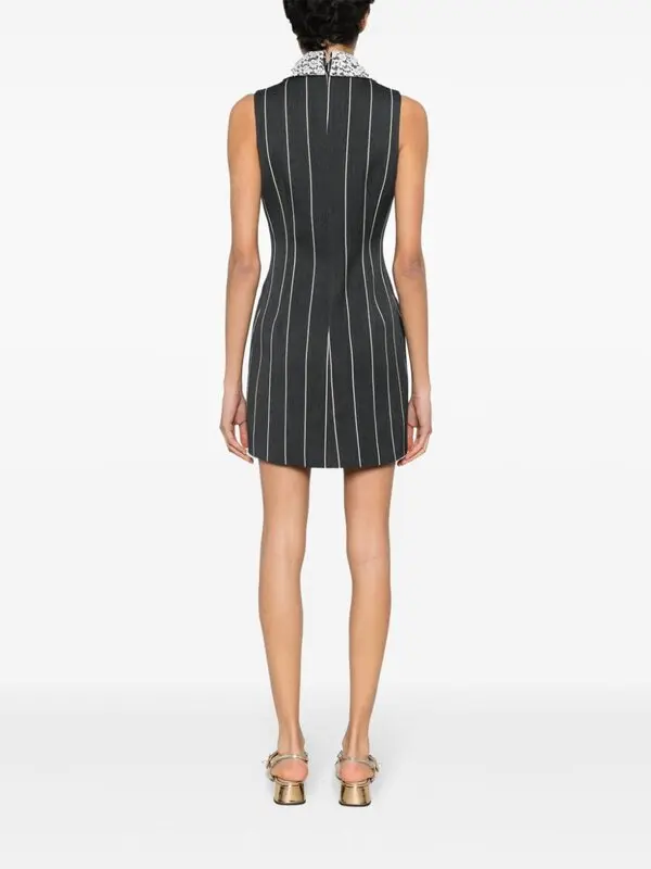 Alessandra Rich Sleeveless Pinstripe Mini Dress - Grey