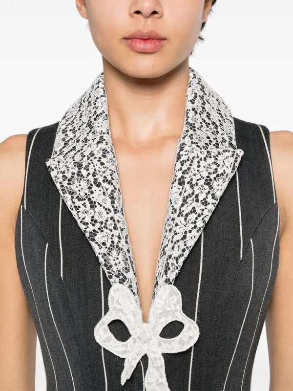 Alessandra Rich Sleeveless Pinstripe Mini Dress - Grey
