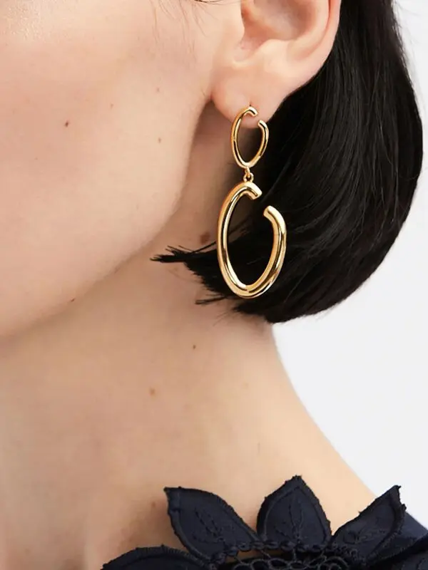 Oscar De La Renta O Drop Earrings - Gold