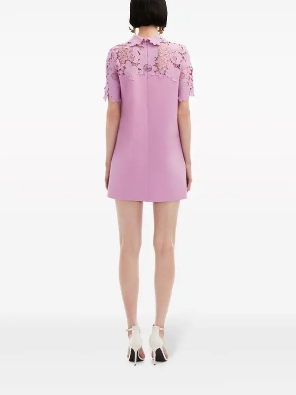Oscar De La Renta Mixed Botanical Guipure-panel Minidress