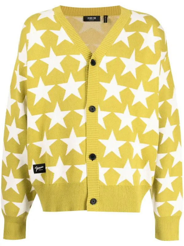 FIVE CM Star Intarsia-knit Cardigan - Green