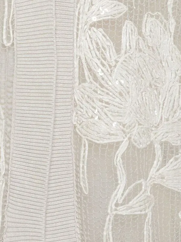 Brunello Cucinelli Floral-embroidered V-neck Cardigan