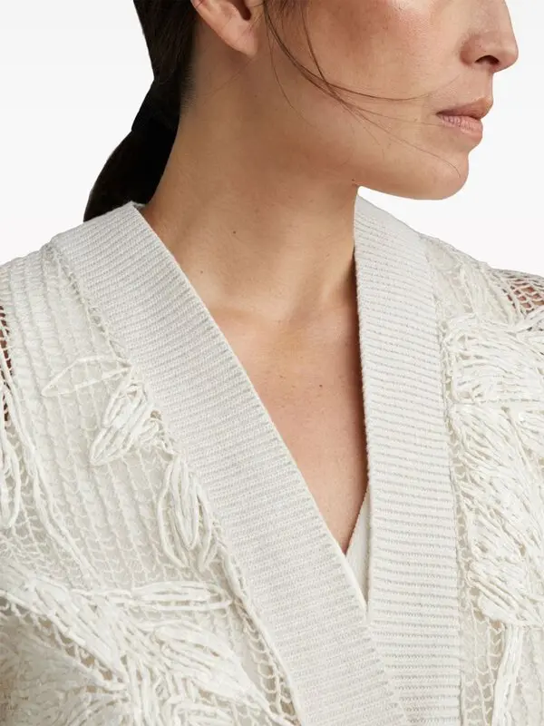 Brunello Cucinelli Floral-embroidered V-neck Cardigan