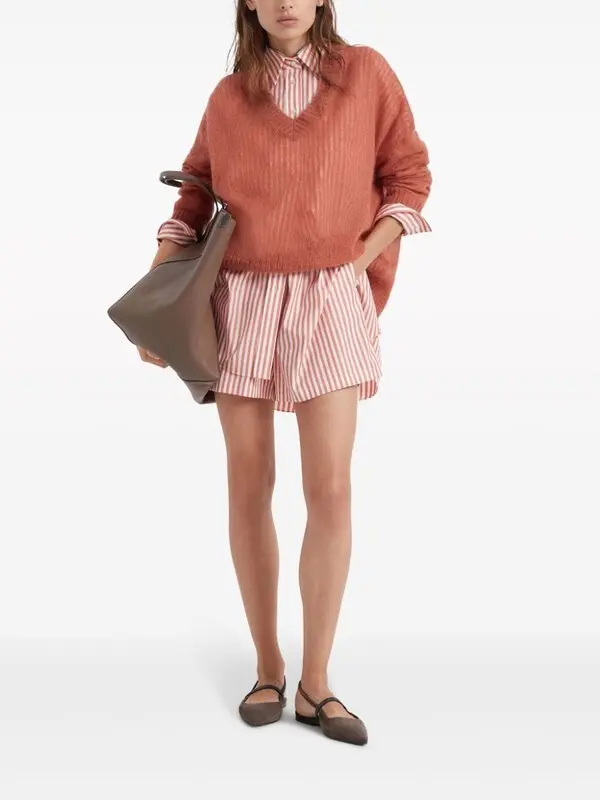 Brunello Cucinelli V-neck Open-knit Jumper