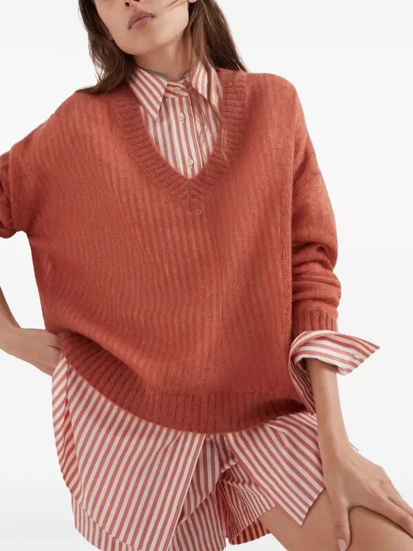 Brunello Cucinelli V-neck Open-knit Jumper