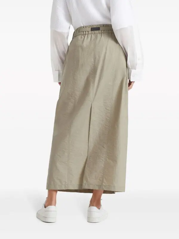 Brunello Cucinelli Cotton Blend Drawstring Midi Skirt