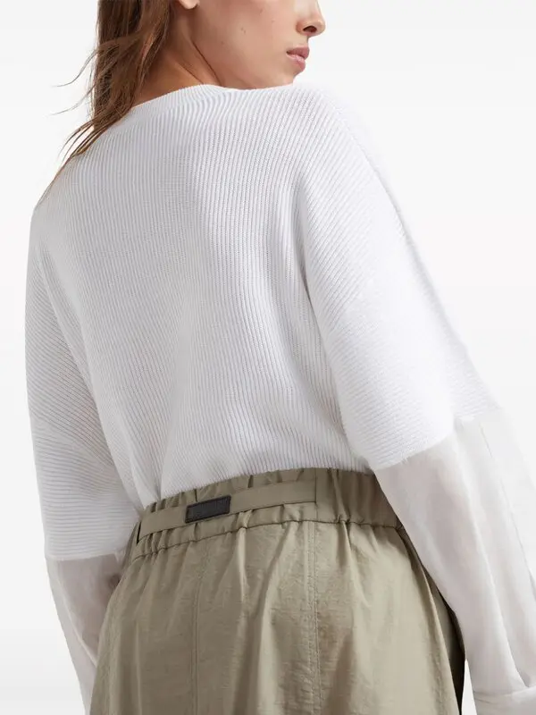 Brunello Cucinelli Cotton Blend Drawstring Midi Skirt