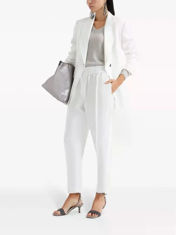 Brunello Cucinelli Cropped Tapered Trousers - White
