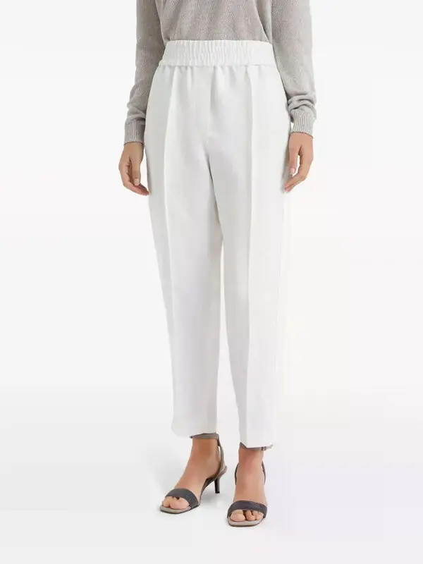 Brunello Cucinelli Cropped Tapered Trousers - White