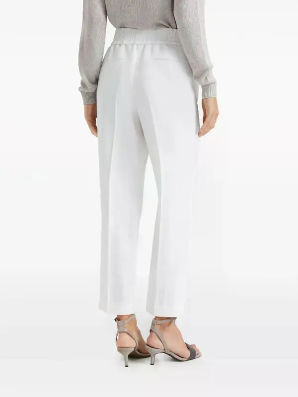 Brunello Cucinelli Cropped Tapered Trousers - White