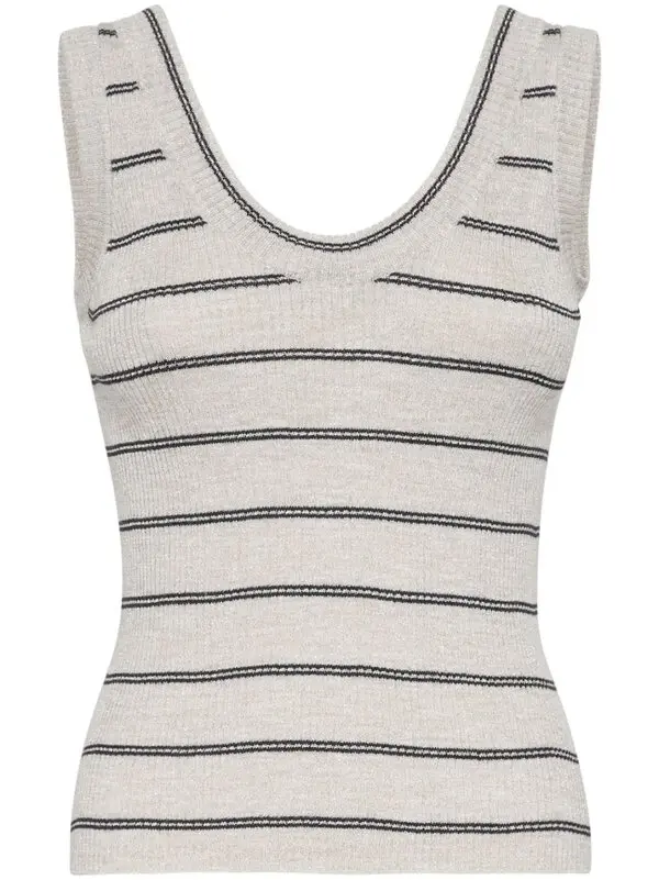 Brunello Cucinelli Striped Ribbed Tank Top