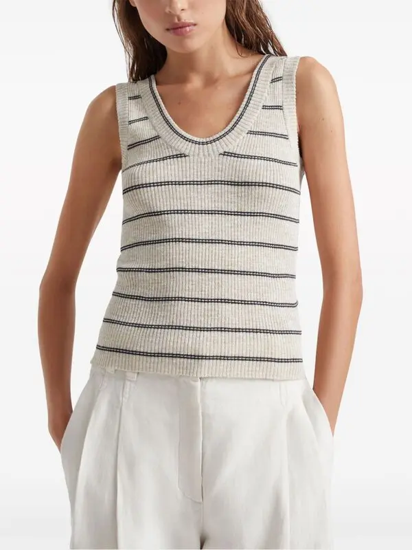 Brunello Cucinelli Striped Ribbed Tank Top