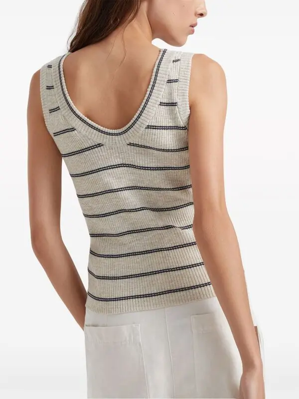 Brunello Cucinelli Striped Ribbed Tank Top