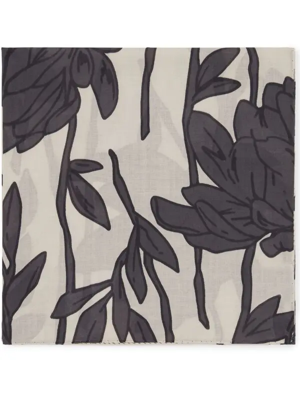Brunello Cucinelli Leaf-print Cotton Scarf