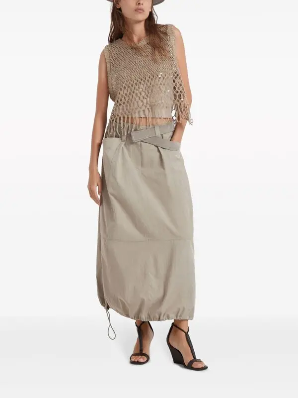 Brunello Cucinelli Drawstring Midi Skirt