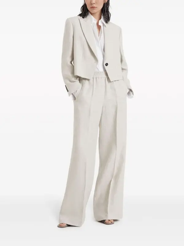 Brunello Cucinelli Cropped Linen Blazer - Neutrals