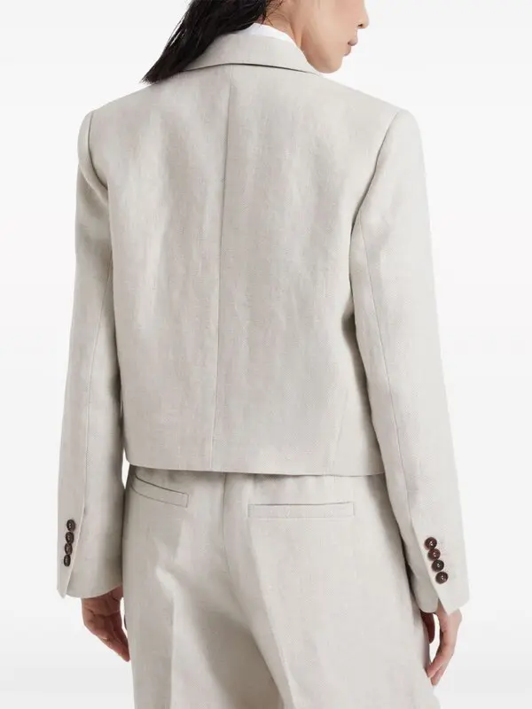 Brunello Cucinelli Cropped Linen Blazer - Neutrals
