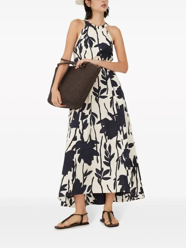 Brunello Cucinelli Floral Print Sleeveless Maxi Dress