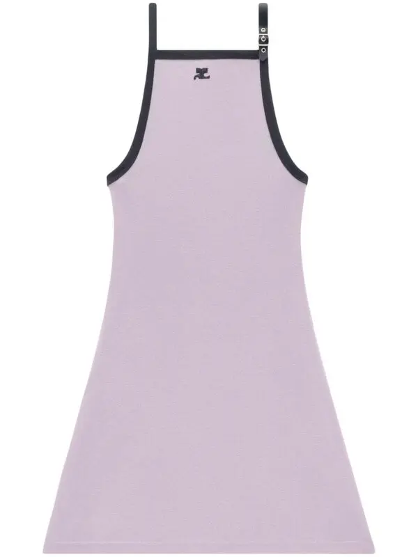 COURREGES Logo-embroidered Cotton Minidress - Purple