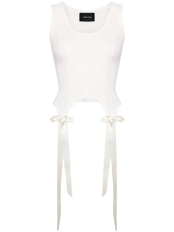 Simone Rocha Easy Bow Tails Tank Top - White