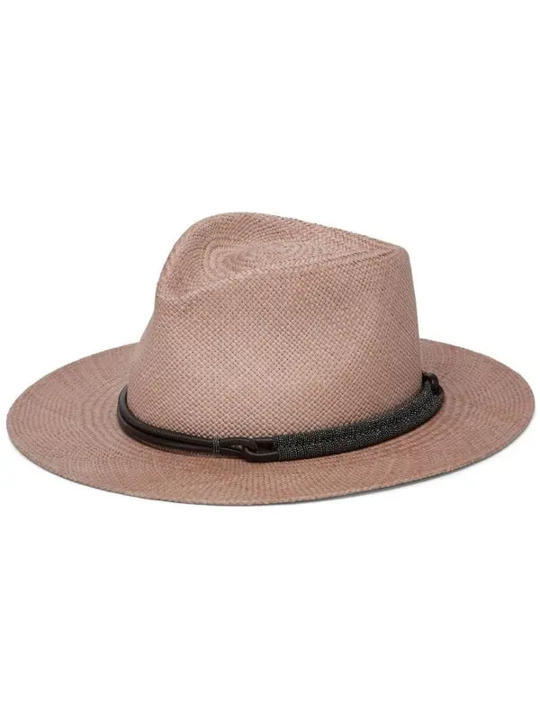 Brunello Cucinelli Interwoven-straw Fedora Hat - Brown