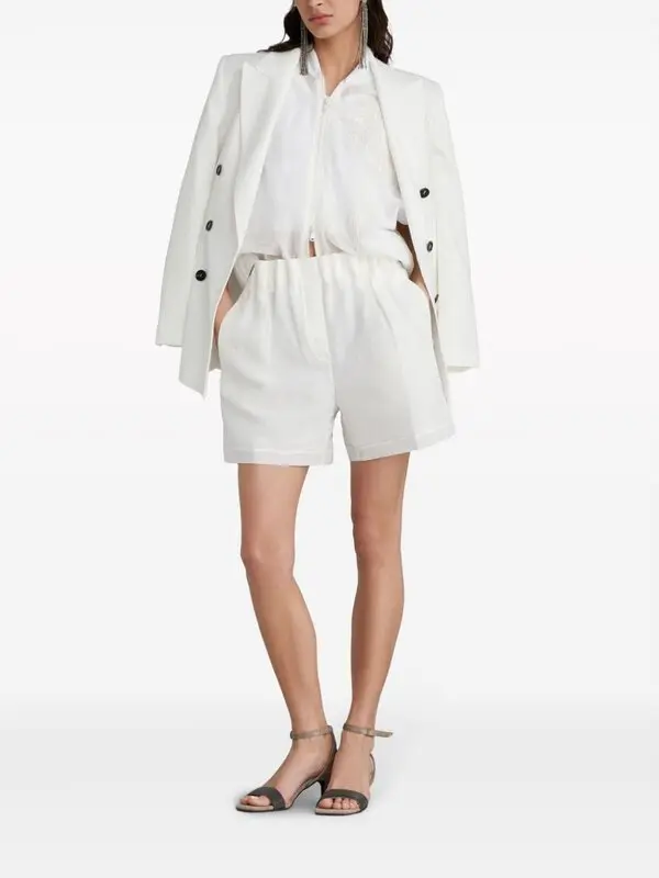 Brunello Cucinelli Elasticated Waist Cotton Shorts - White