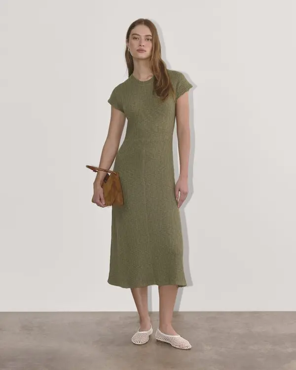 Everlane Rib-knit Cap-sleeve Midi Dress