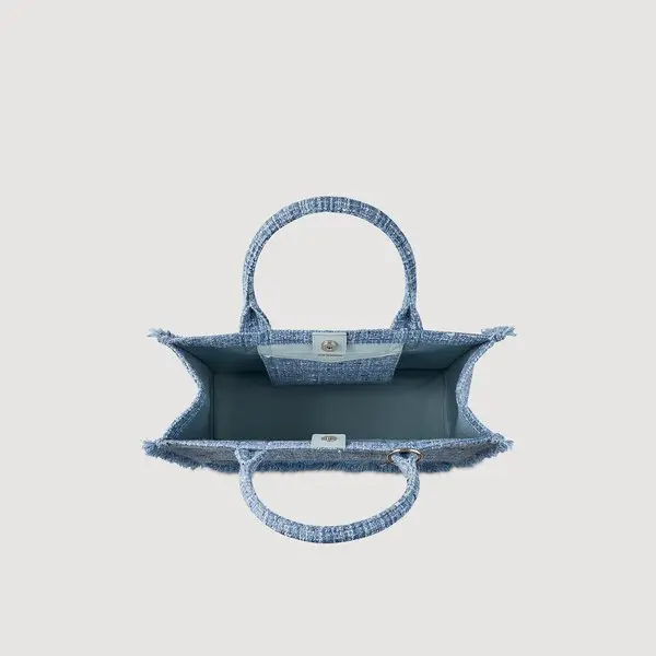 Sandro Kasbah Tweed Tote Bag In Blue - 40% Off | Editorialist